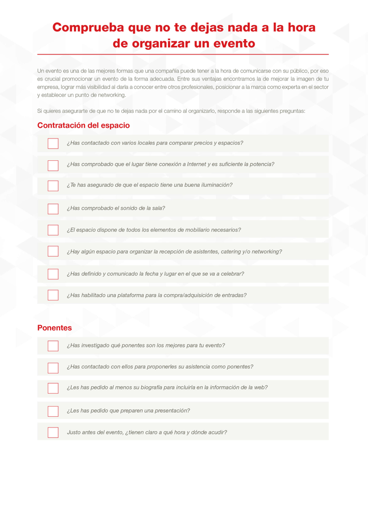 Checklist: Comprueba que no te dejas nada al organizar un evento